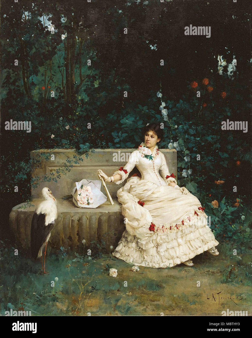 Tessier Louis Adolphe - La Reverie Interrompue Stock Photo - Alamy