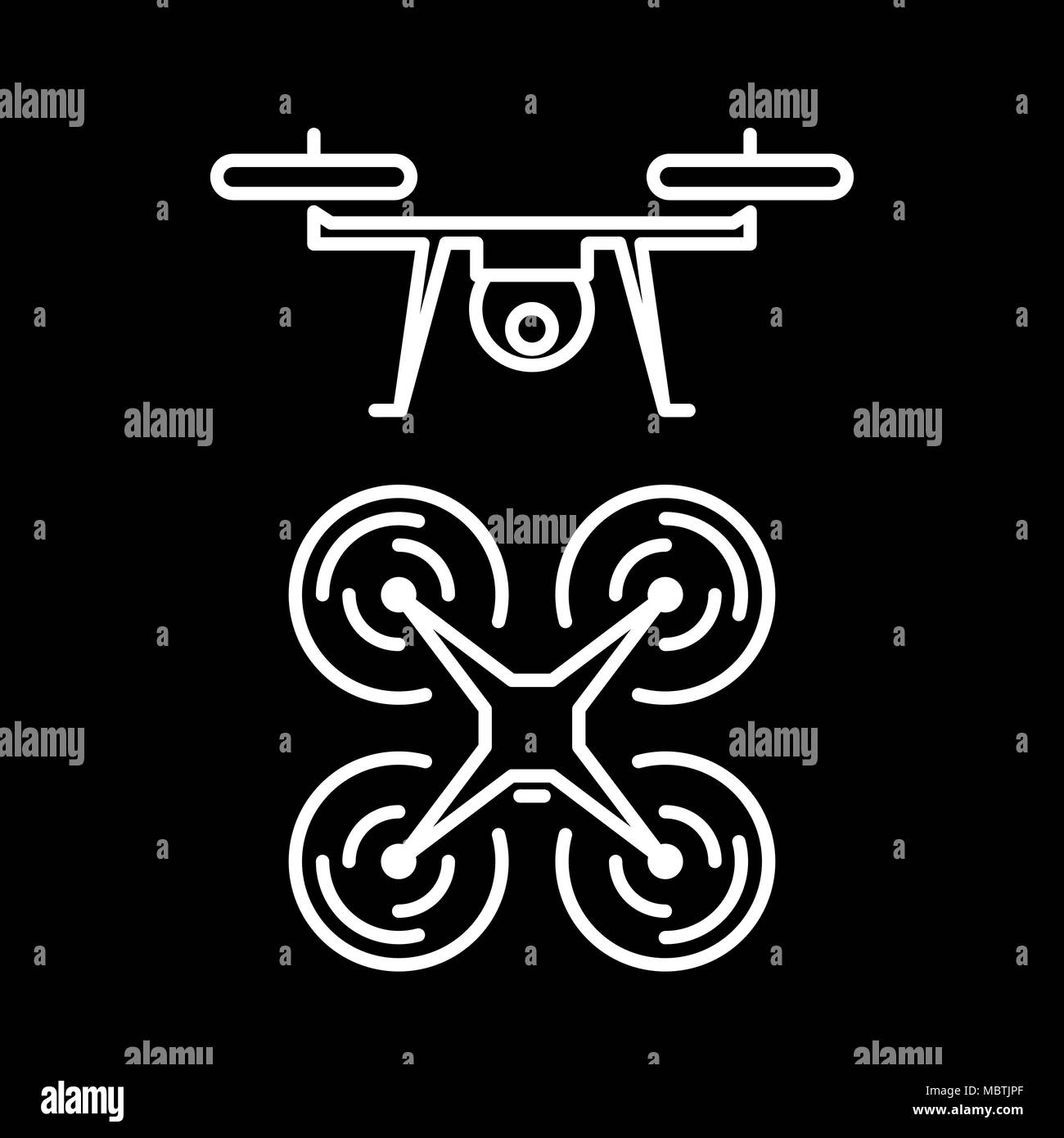 Drone flat icon simple Black and White Stock Photos & Images - Alamy