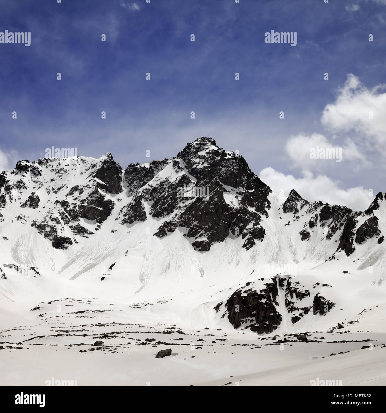 Snowy mountains with avalanches in spring. Turkey, Kachkar Mountains ...