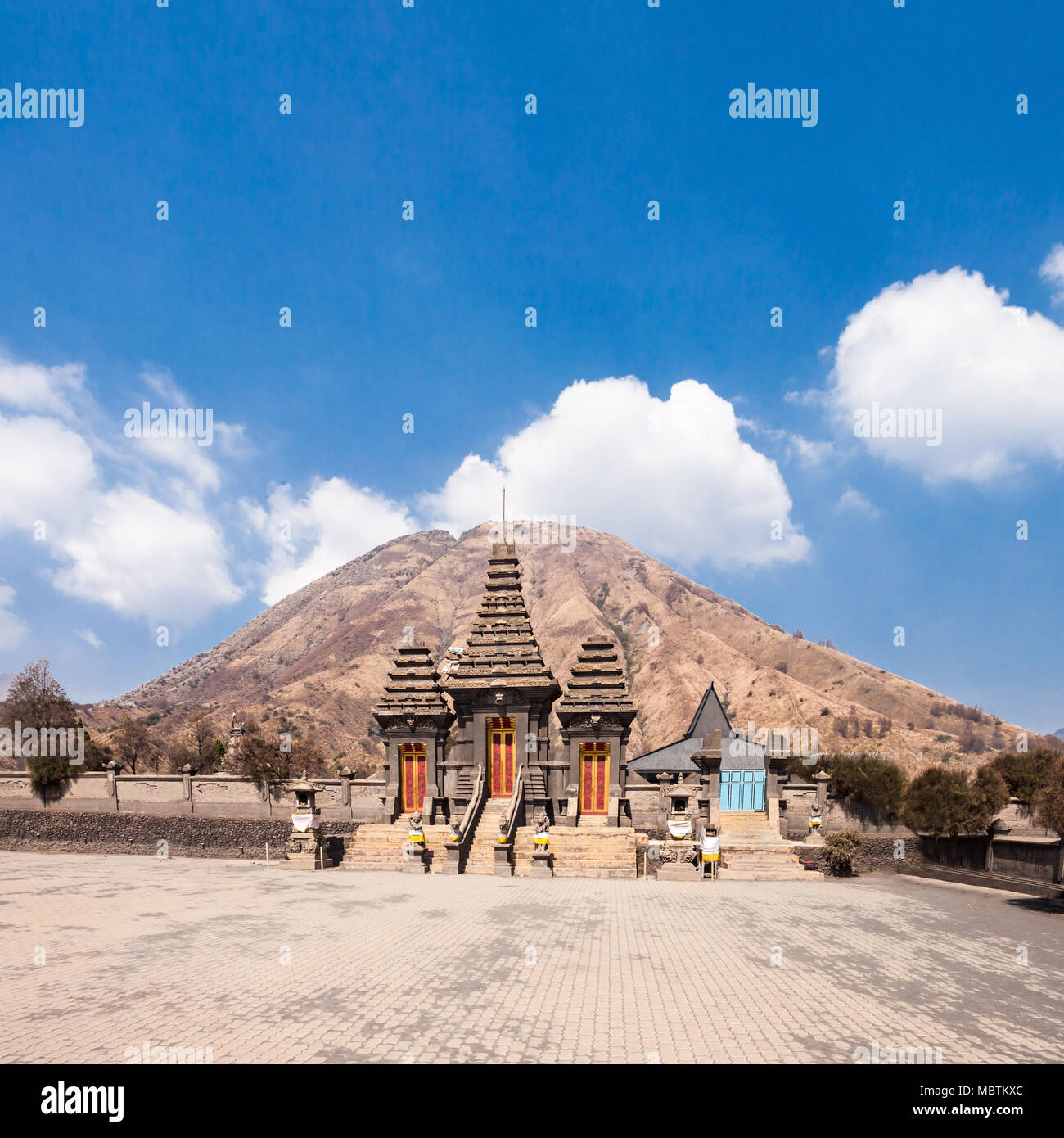 Hindu temple (Pura Luhur Poten) at the foot of Mount Bromo, Java island ...