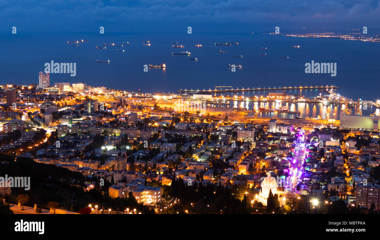 Haifa port in the evening shot taken from Dan Hotel roof Stock Photo ...