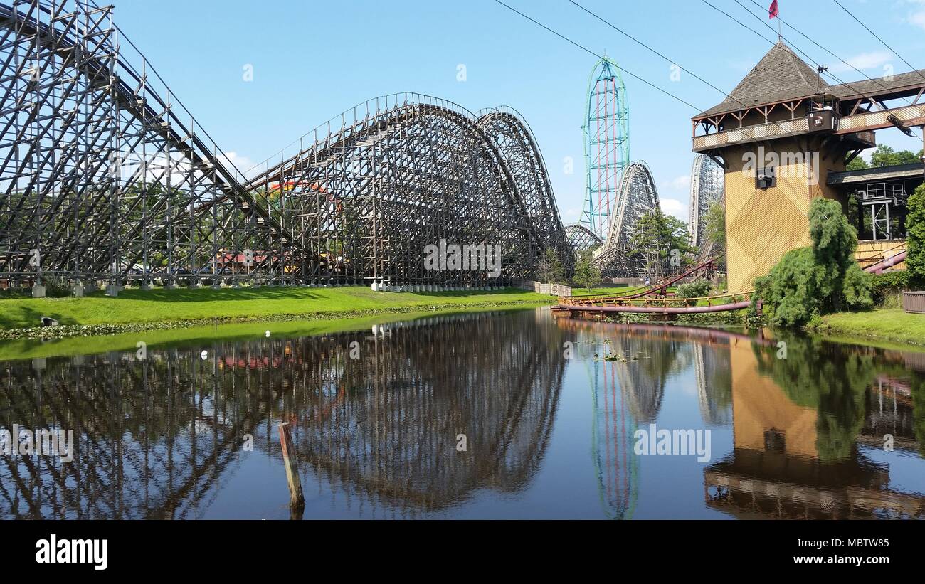 A view of a Roller Coater in Six Flags near New York Stock Photo - Alamy