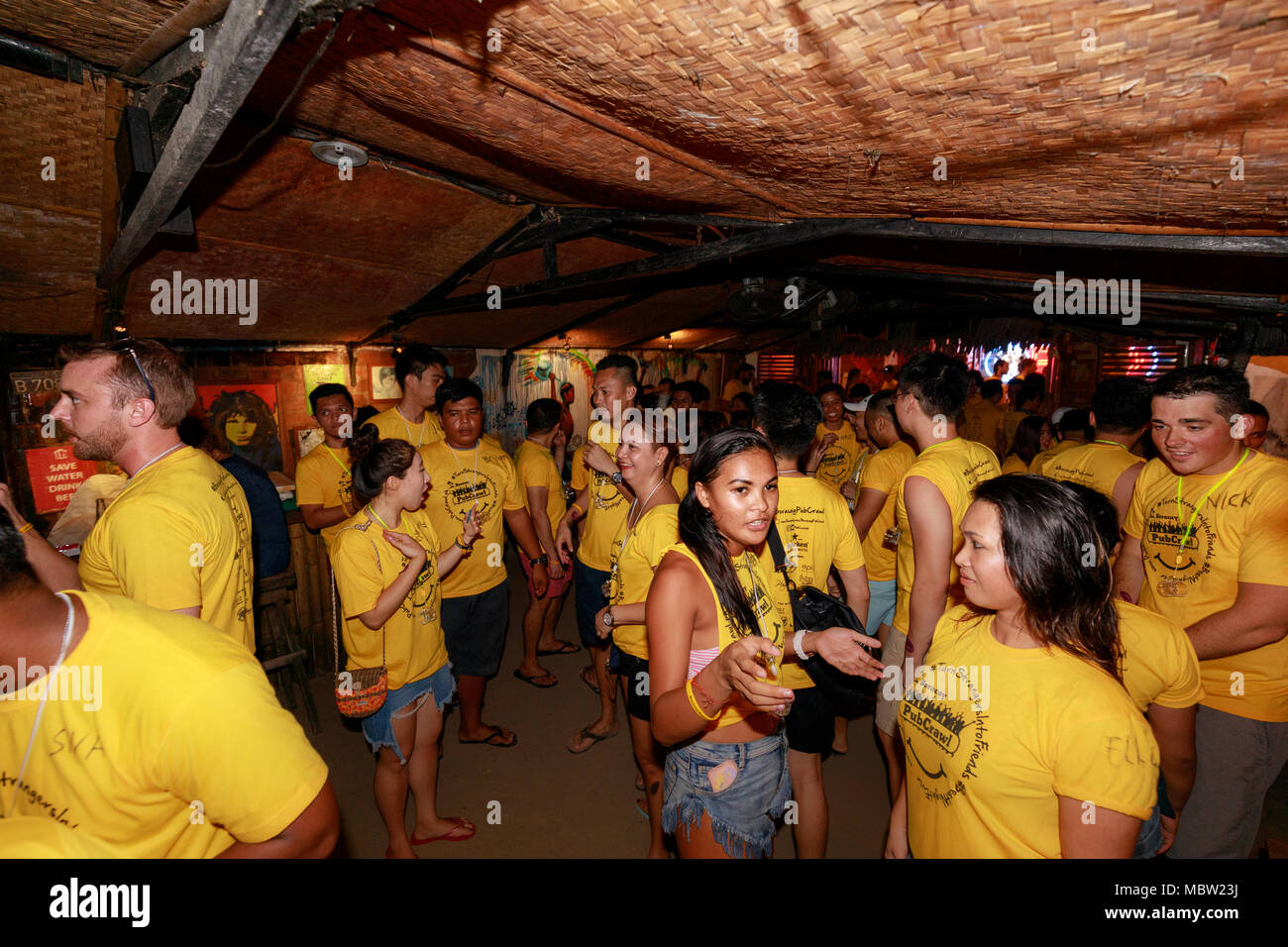 Boracay, Philippines - Nov 18, 2017 : Boracay Pubcrawl, Night party ...