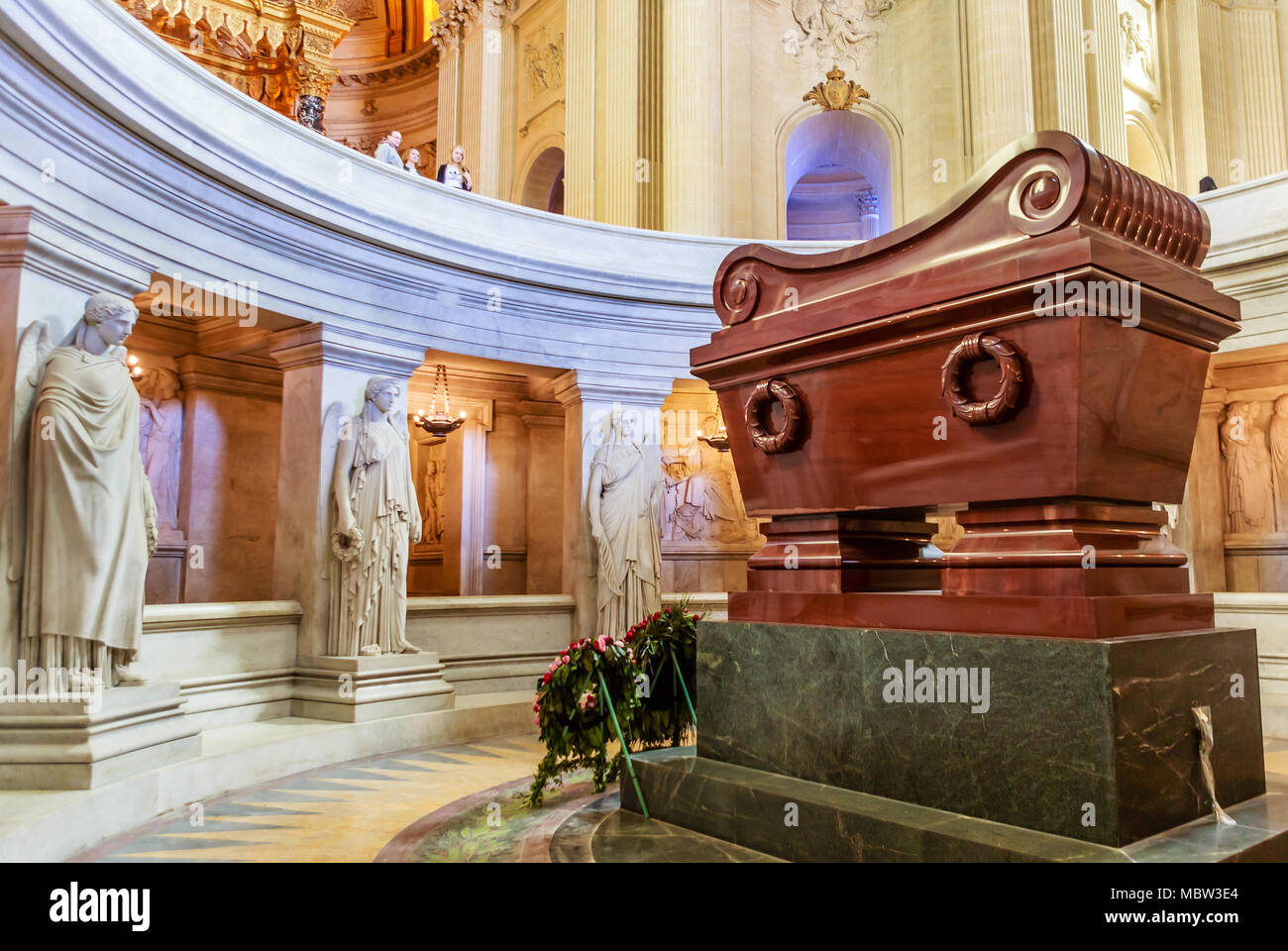 The tomb of Napoleon Bonaparte.The St. Louis Cathedral Invalides. Paris ...