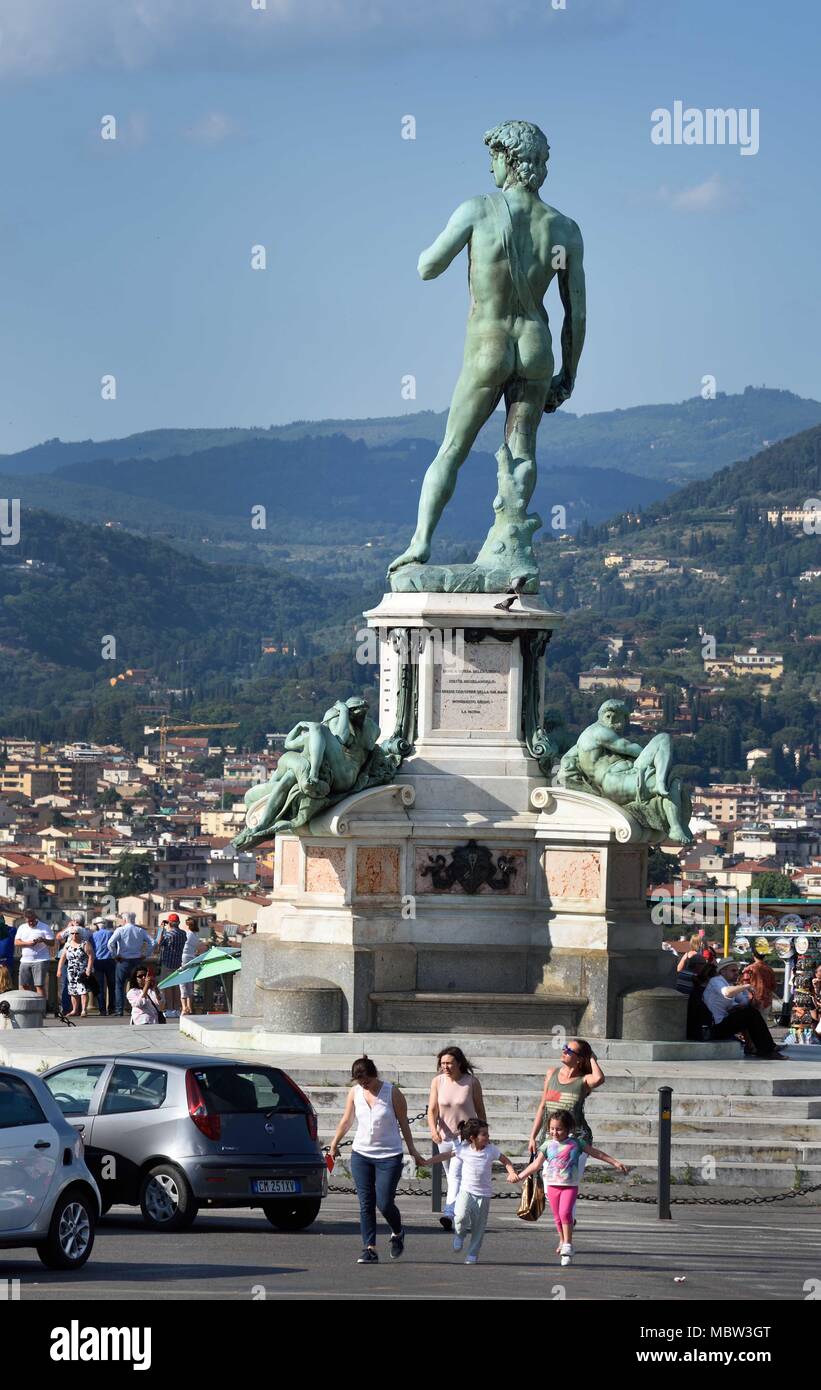 David facing Florence city at center of Piazzale Michelangelo. This ...