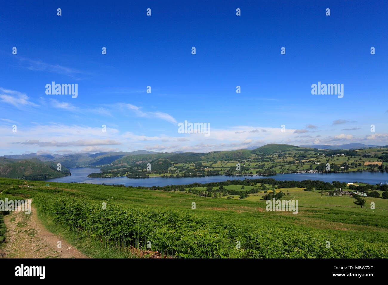 View of Ullswater from Arthurs Pike fell, Martindale, Lake District ...