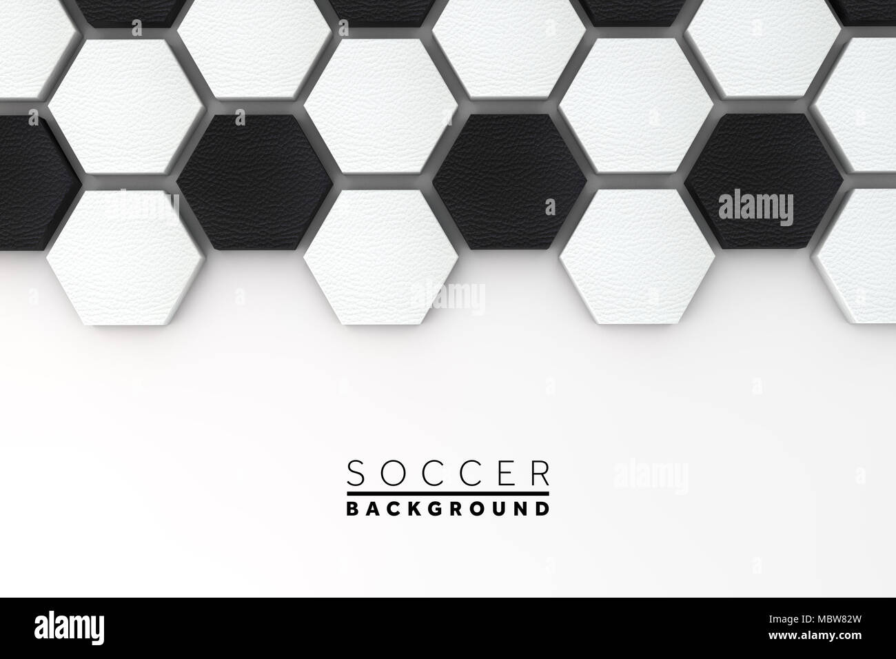 Soccer ball hexagon background. black and white football pattern. 3d ...