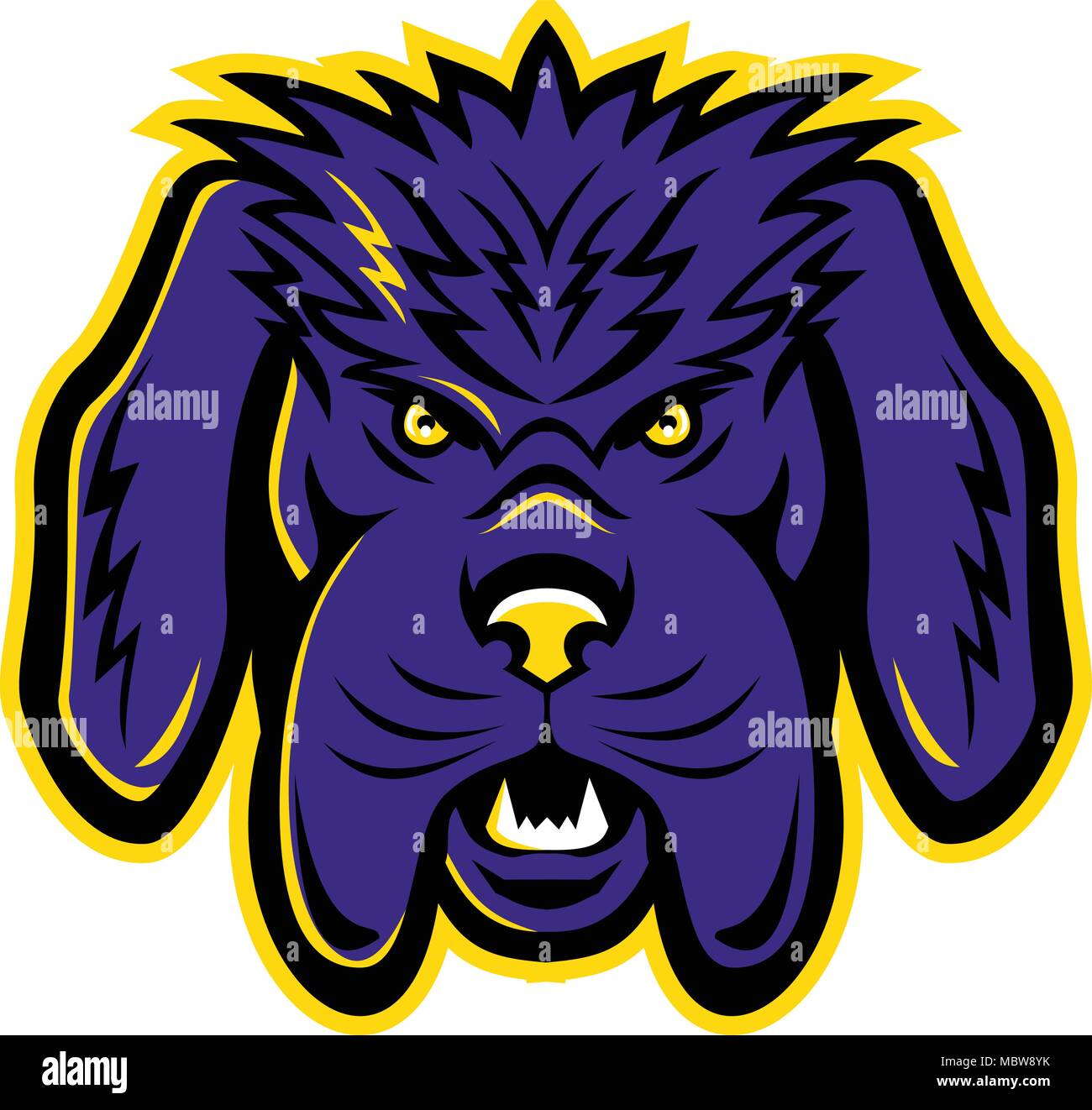 Mascot icon illustration of head of an angry and aggressive ...