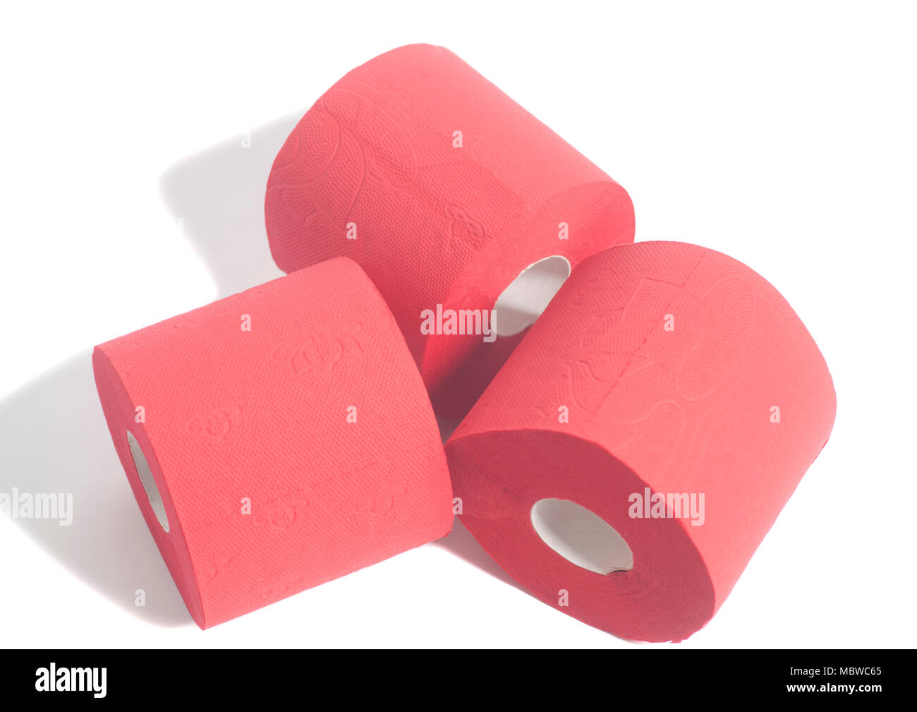 Red toilet paper isolated on a white background Stock Photo - Alamy