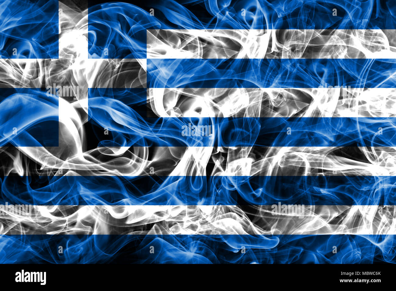 Greece smoke flag Stock Photo - Alamy