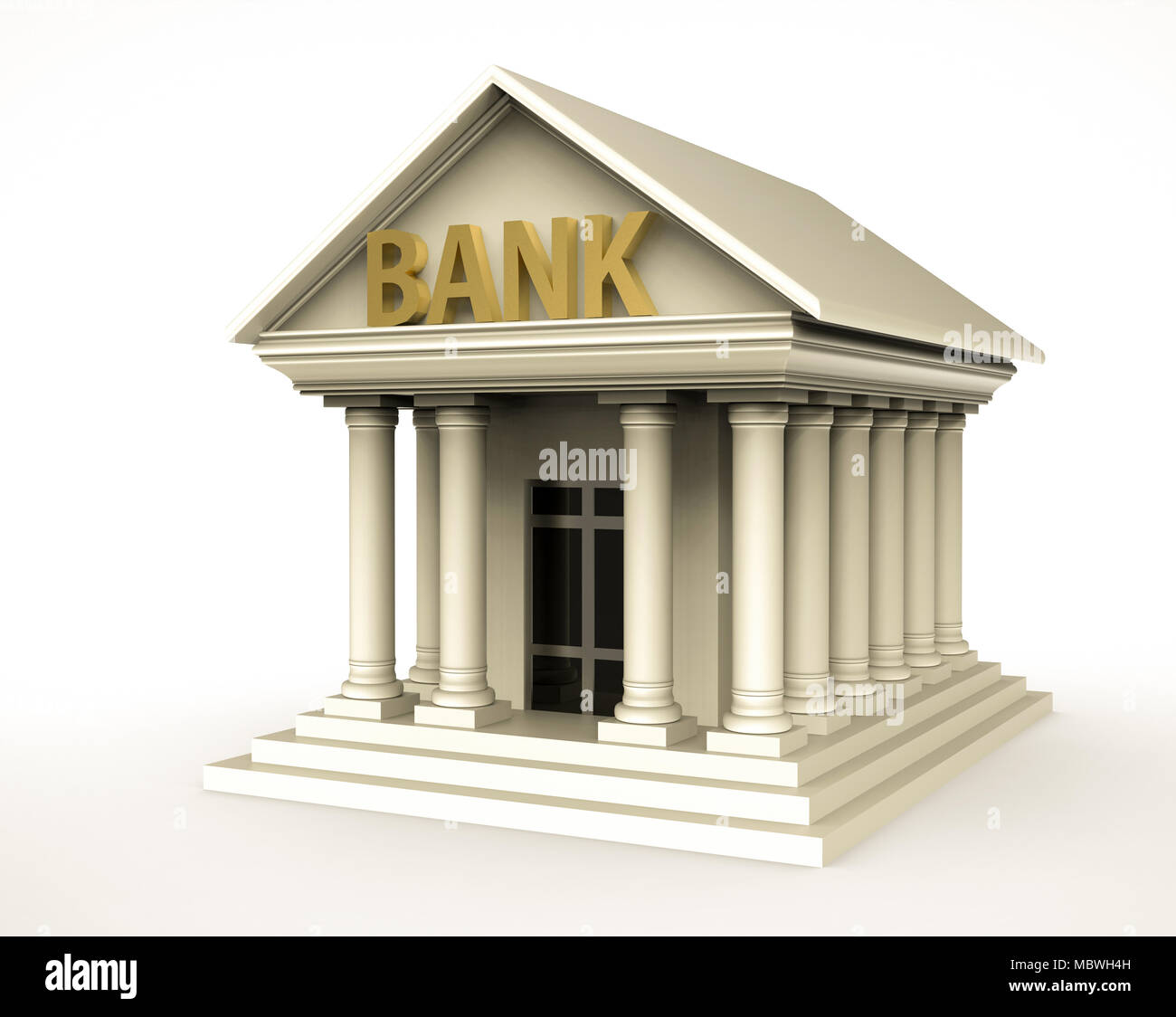 Bank building in antique style with pillar. 3d illustration Stock Photo ...