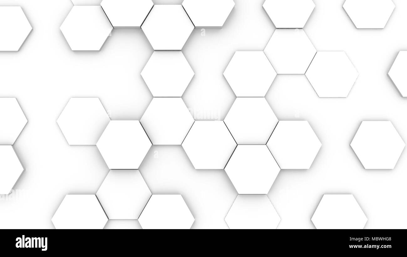Hexagonal structure futuristic white background. 3D illustration Stock ...