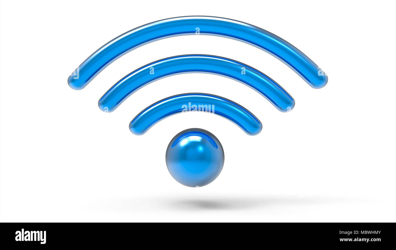 Metallic blue wifi sign isolated on white background. 3d illustration ...