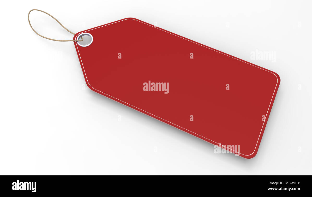 Red blank sale and price tag on white background. 3D illustration Stock ...