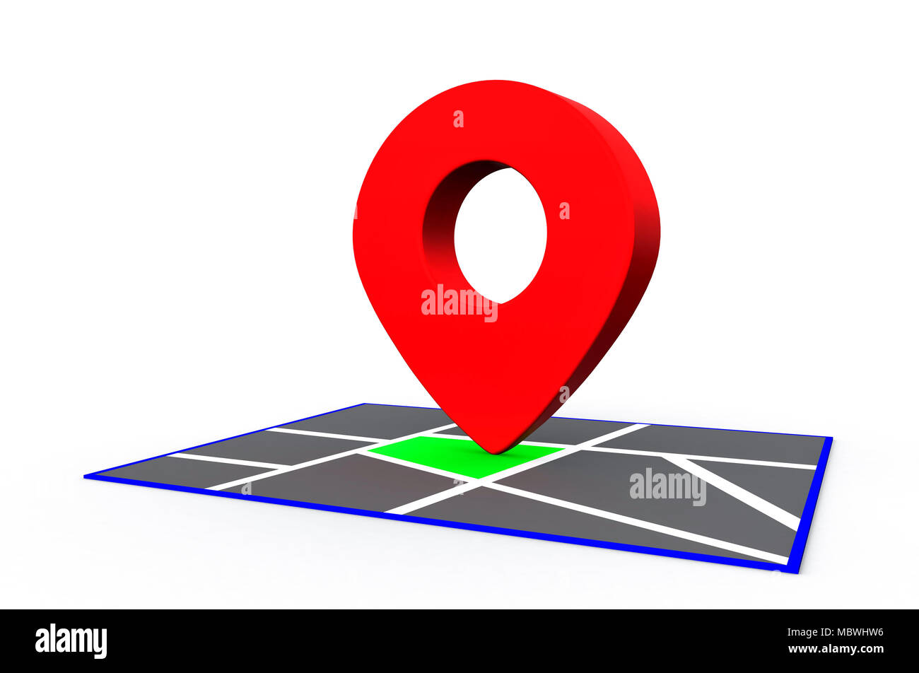 Red Map Point pin sign on the map. 3D Rendering Stock Photo - Alamy