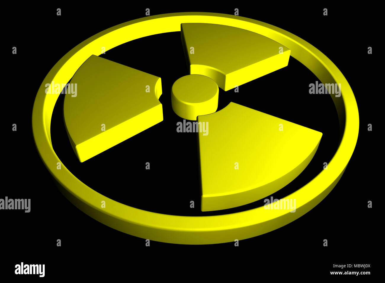 Yellow Radioactive sign isolated on black background. 3D rendering ...
