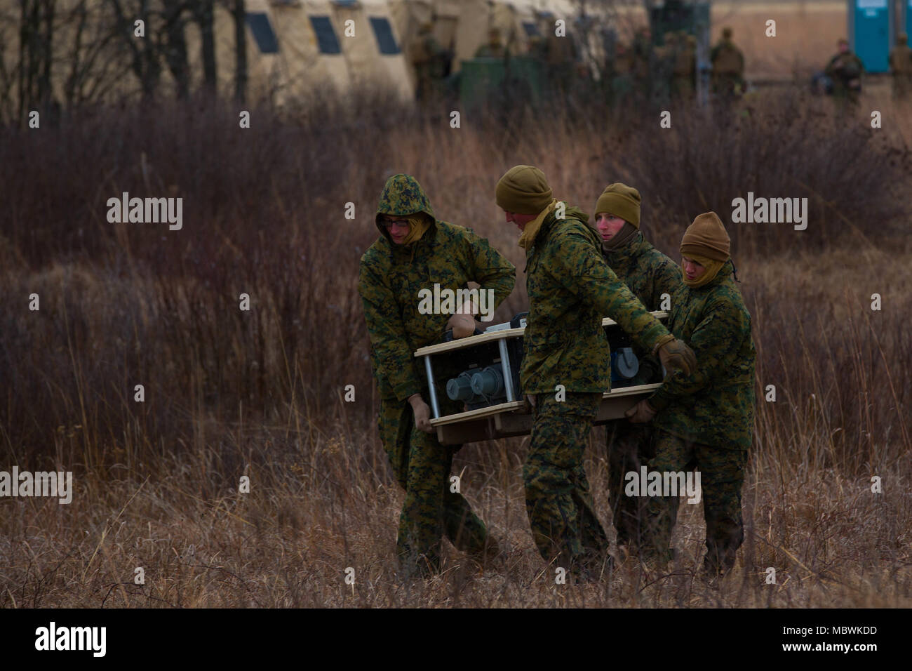 U.S. Marines assigned to Marine Tactical Air Command Squadron (MTACS ...