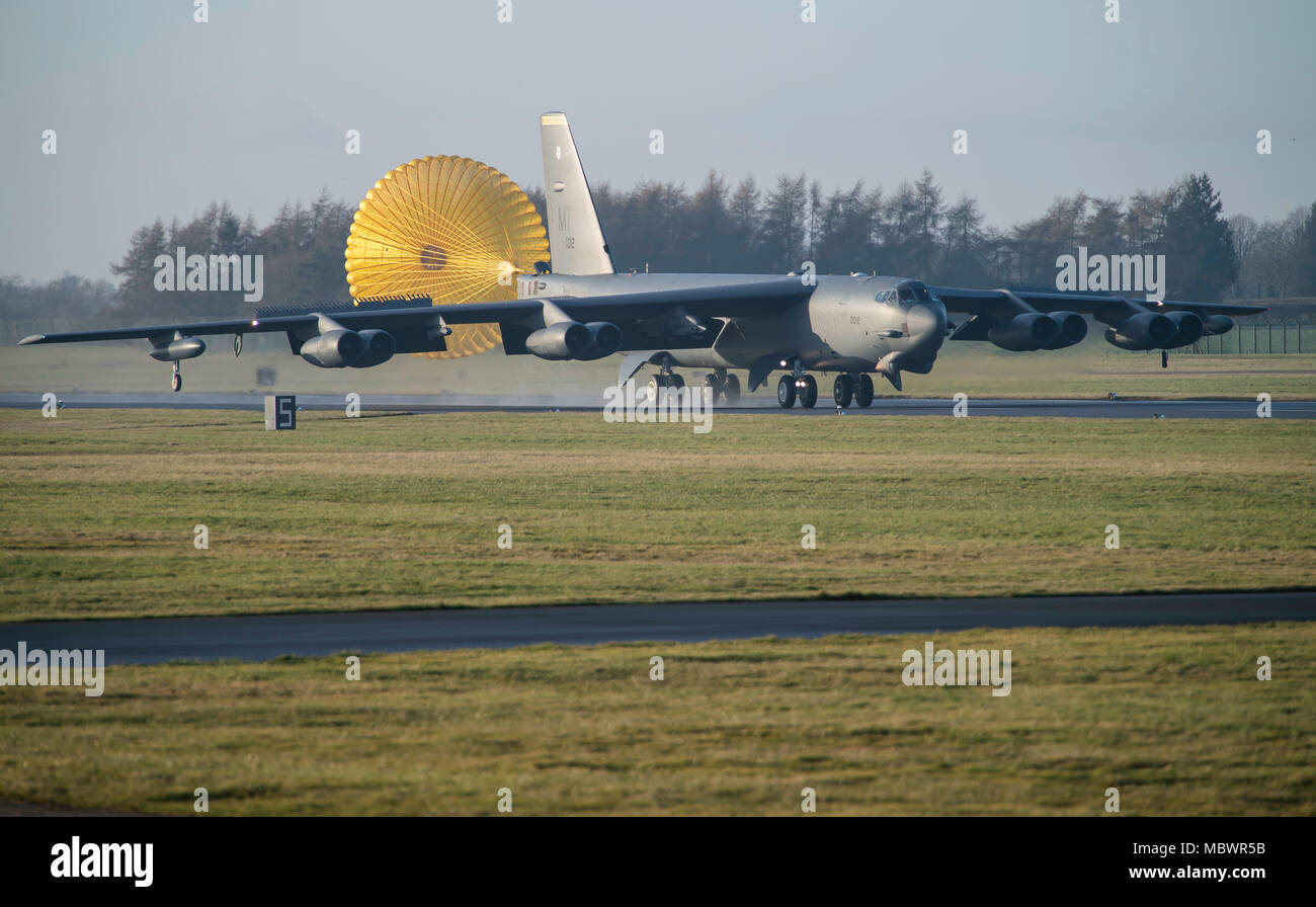 A B-52 Stratofortress arrives at RAF Fairford, England, on Jan. 10 ...