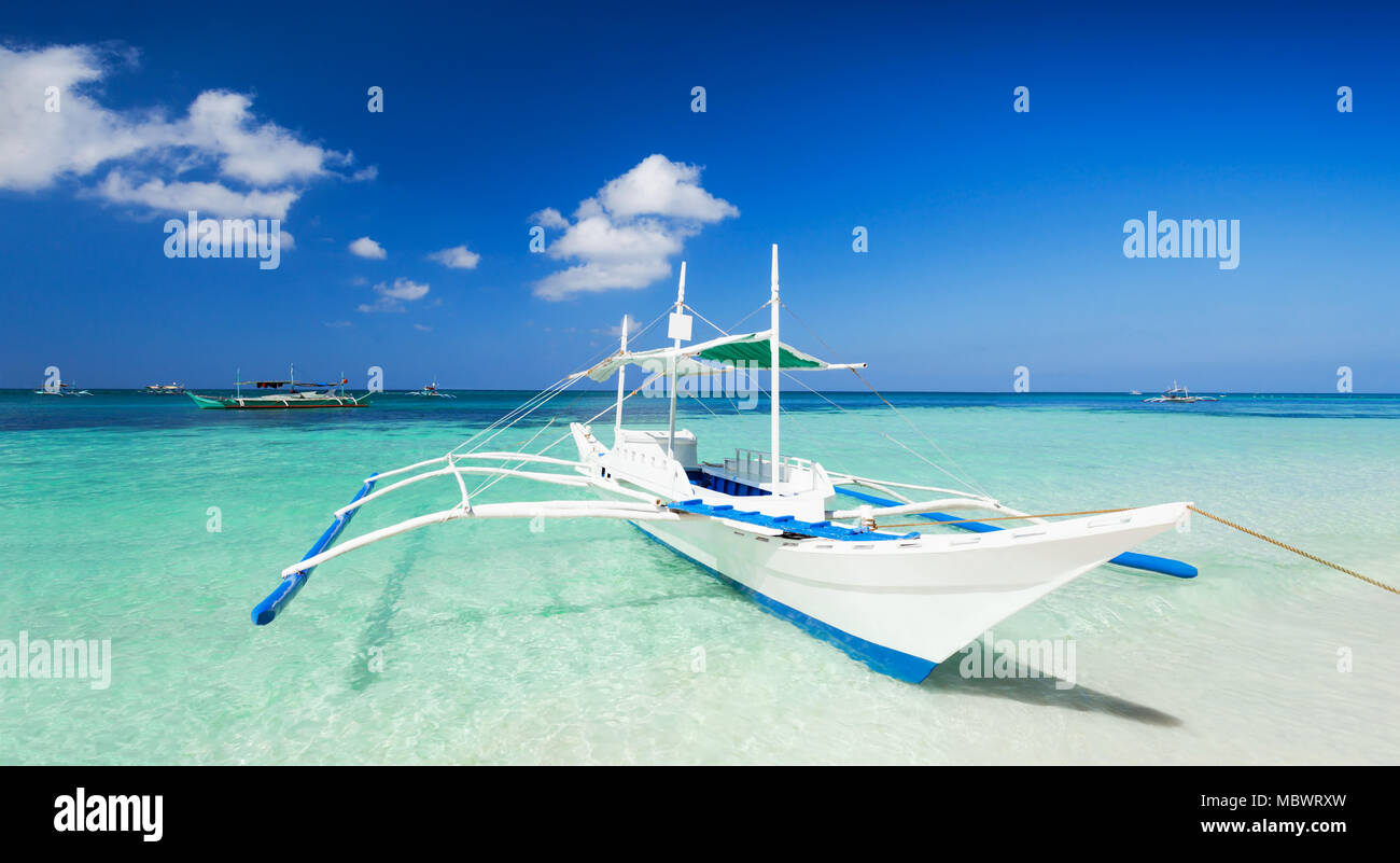 Filipino boat in the sea, Boracay, Philippines Stock Photo - Alamy