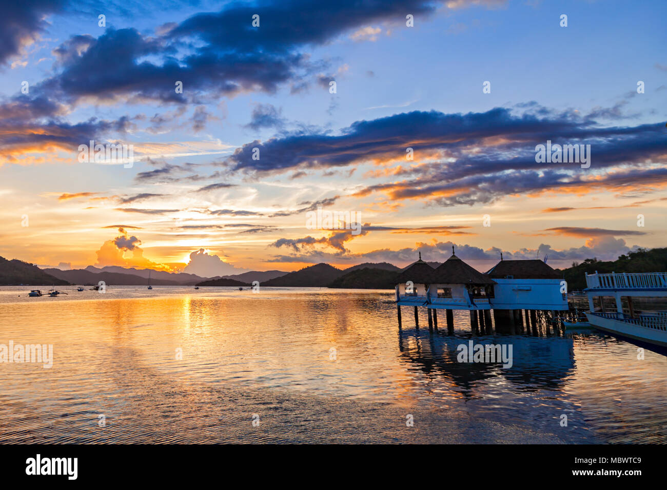 Amazing sunset at the sea, Coron, Philippines Stock Photo - Alamy