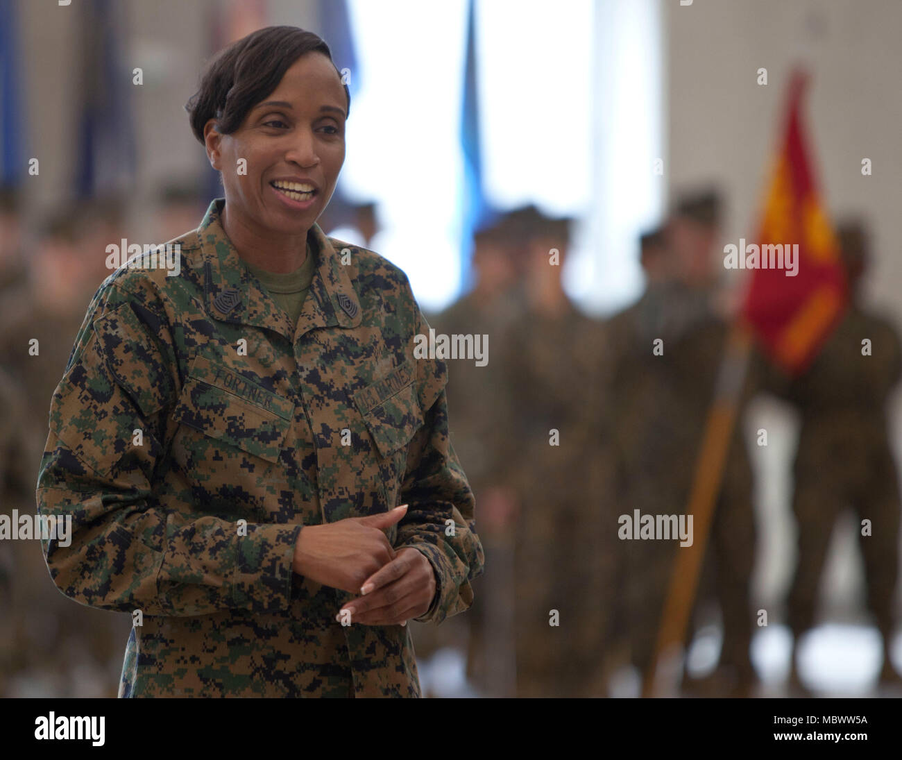 U.S. Marine Corps Sgt. Maj. Robin C. Fortner, out-going director of ...