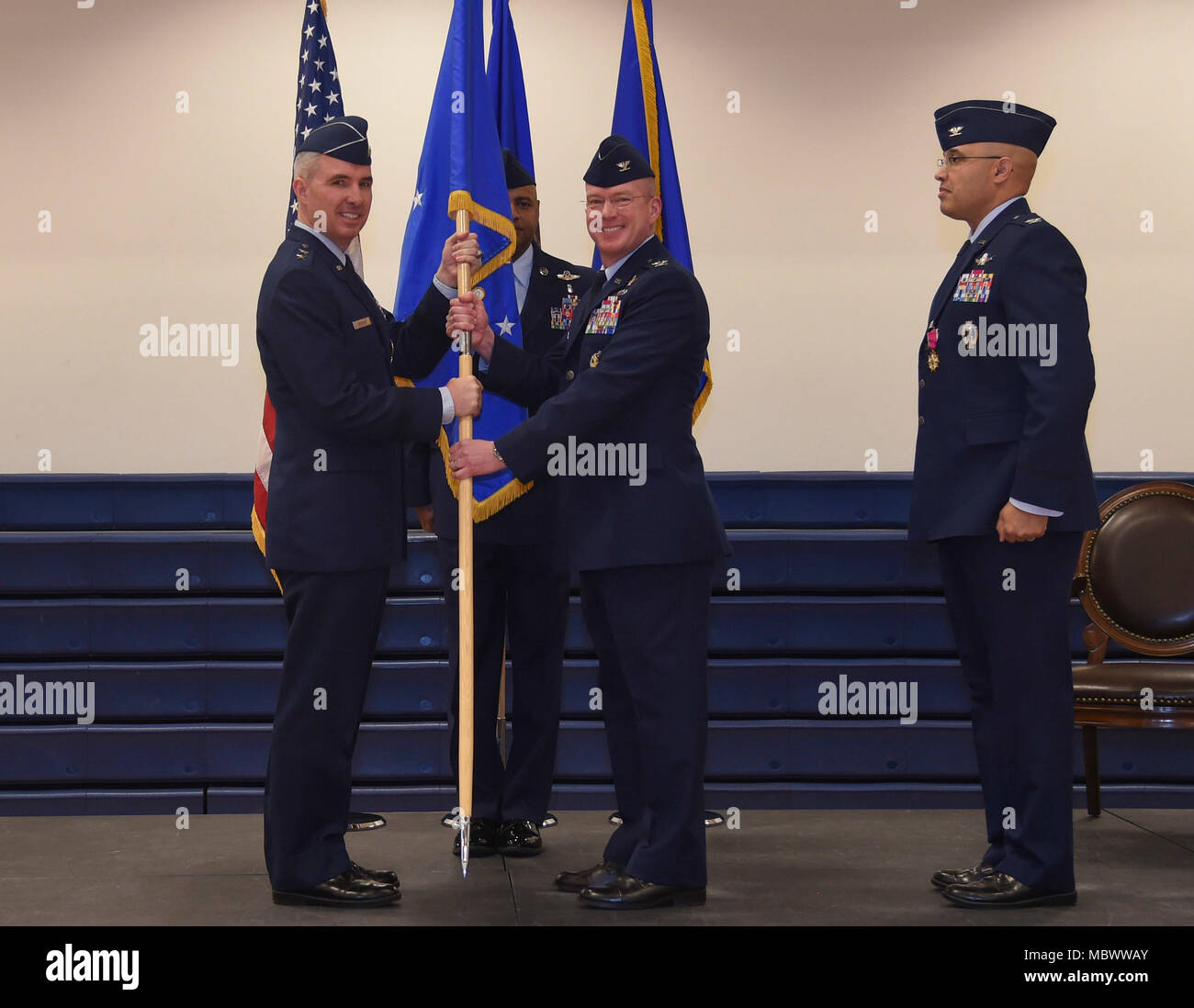 Maj. Gen. Stephen Whiting, 14th Air Force commander, presents the ...