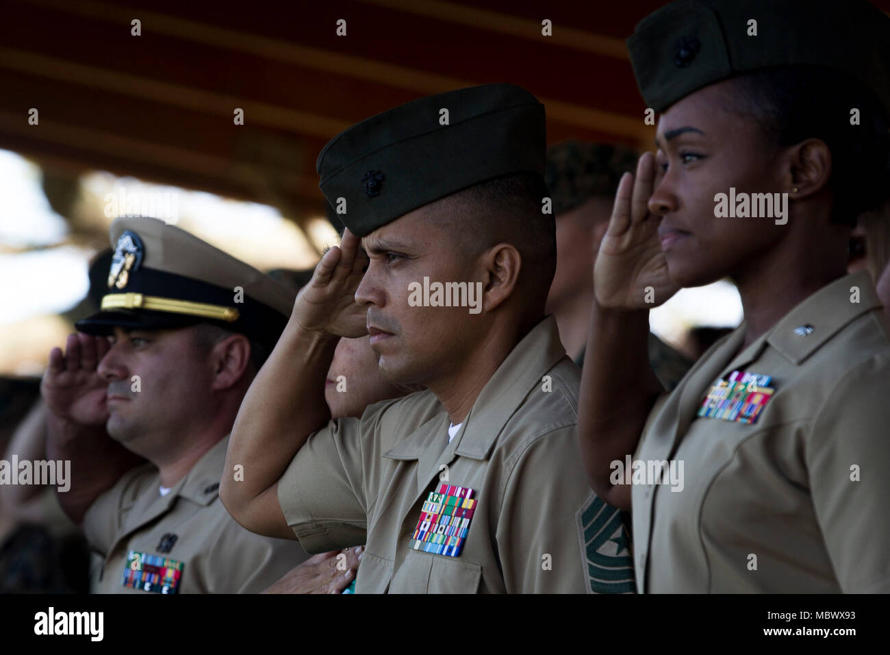 U.S. Marine Corps Sgt. Maj. Phillip J. Billiot, off-going sergeant ...