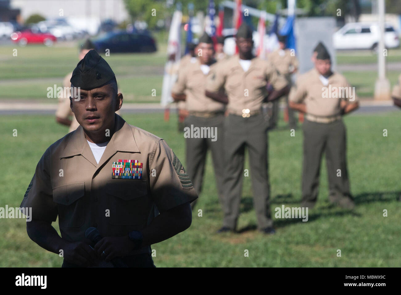 U.S. Marine Corps Sgt. Maj. Phillip J. Billiot, off-going sergeant ...