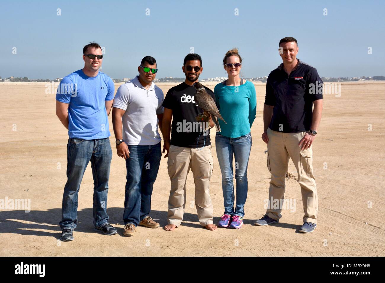 AL-ZOUR- Kuwait- Camp Arifjan Soldiers and Mohammad Al-Farhan, falconer ...