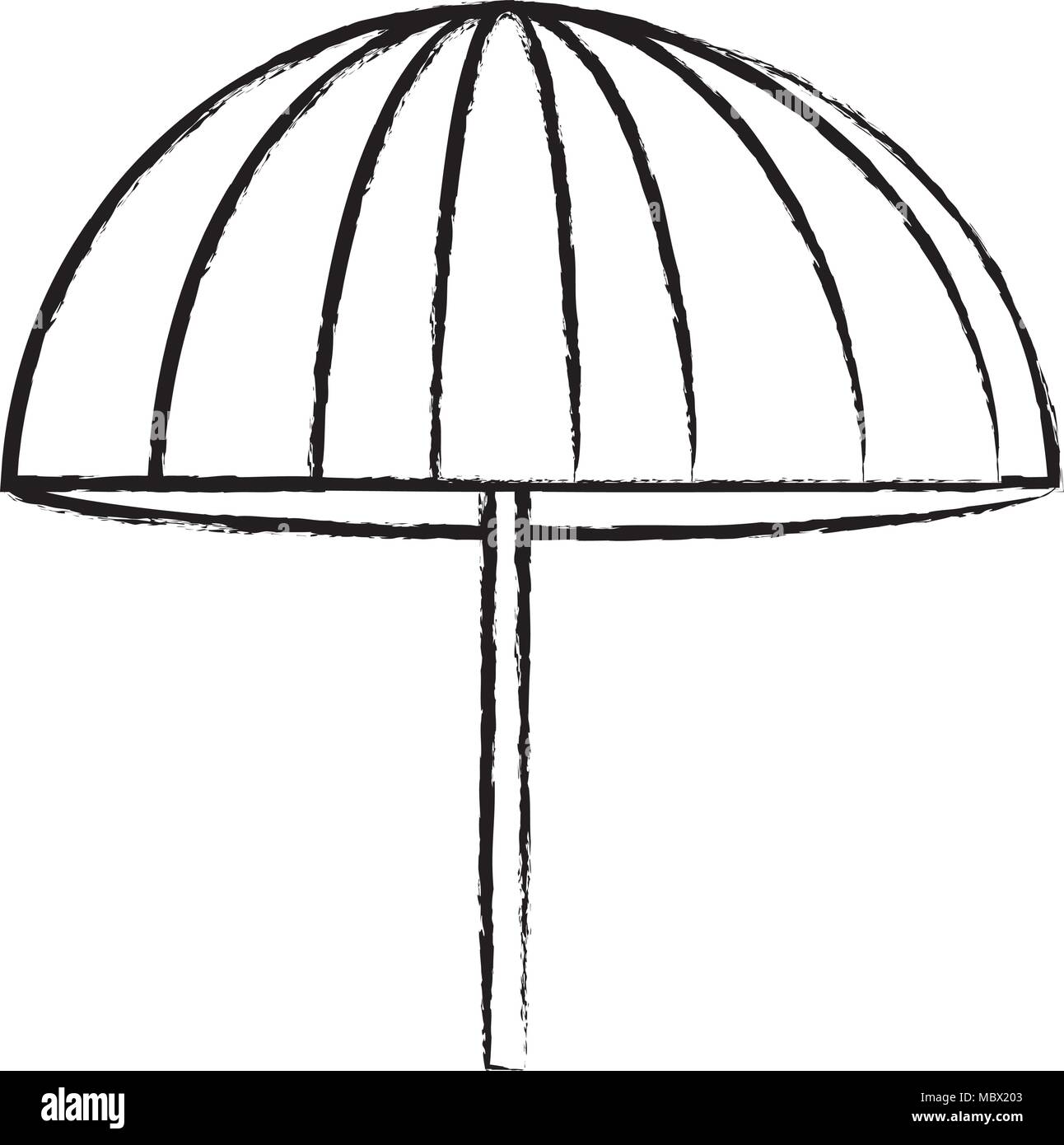 sketch of beach parasol icon over white background, vector illustration ...