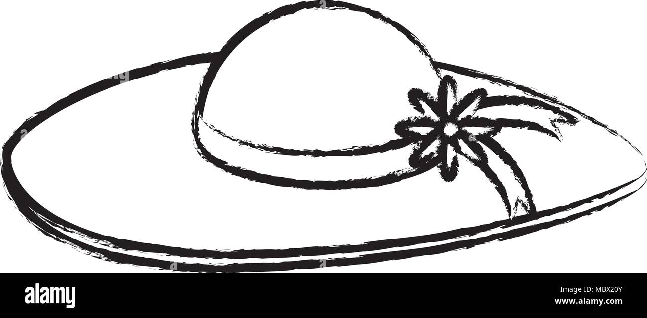 sketch of beach hat over white background, vector illustration Stock ...