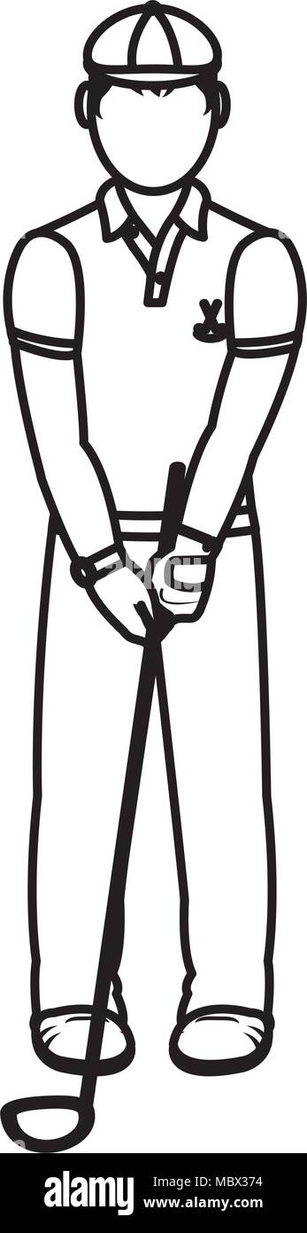 line boy golfer with hat and golf bat Stock Vector Image & Art - Alamy
