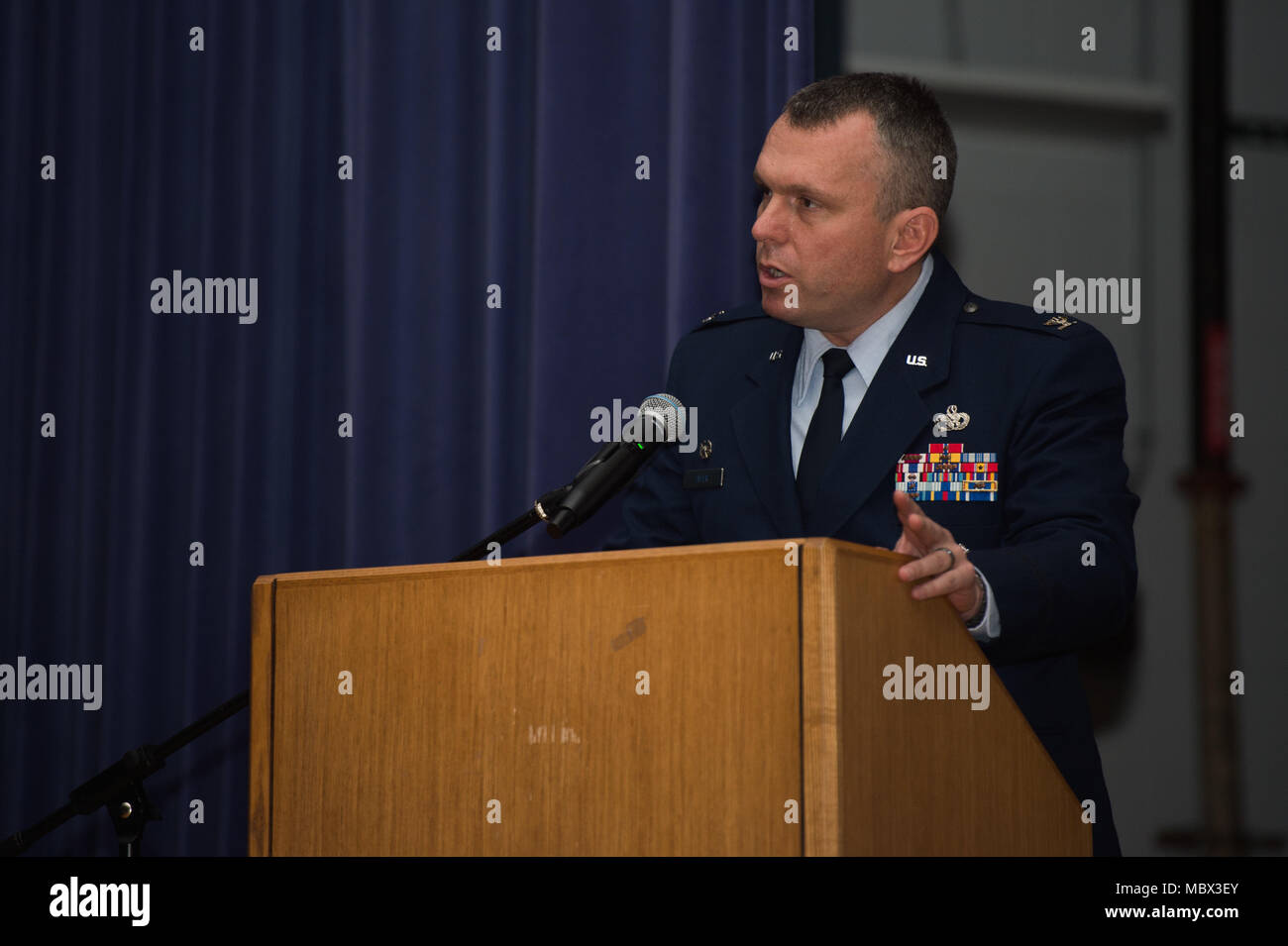 U.S. Air Force Col. Sean Tyler, 633rd Air Base Wing commander, gives ...