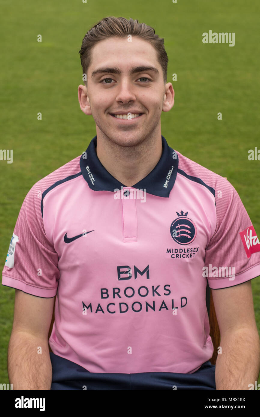 London, UK. 11th Apr, 2018. Tom Lace of Middlesex County Cricket Club ...