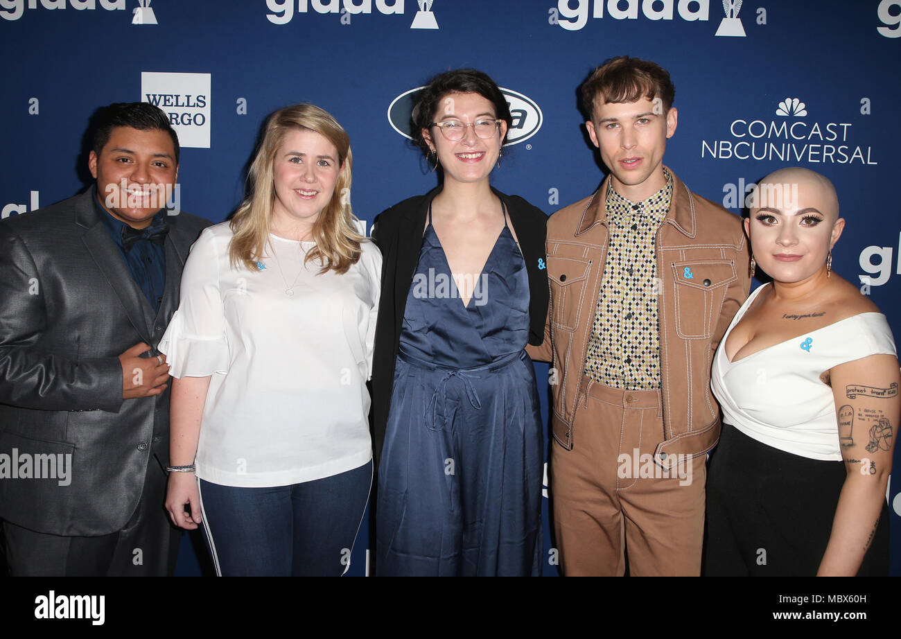 Beverly Hills, Ca. 11th Apr, 2018. Gio Bravo, Shayna Maci Warner, Tommy Dorfman, Leah Juliett ...