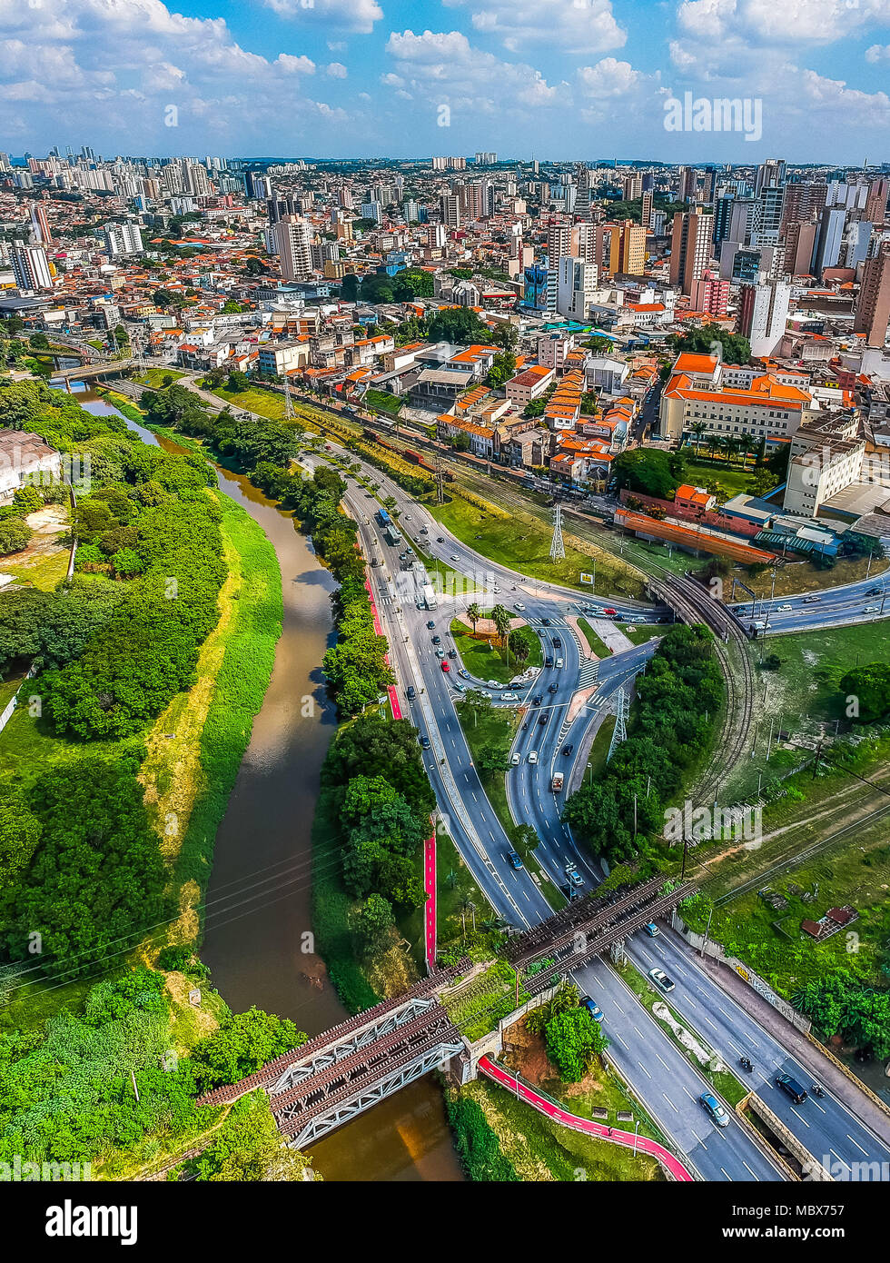 Sorocaba, Brazil. 11th Apr, 2018. Aerial image of the central region of ...