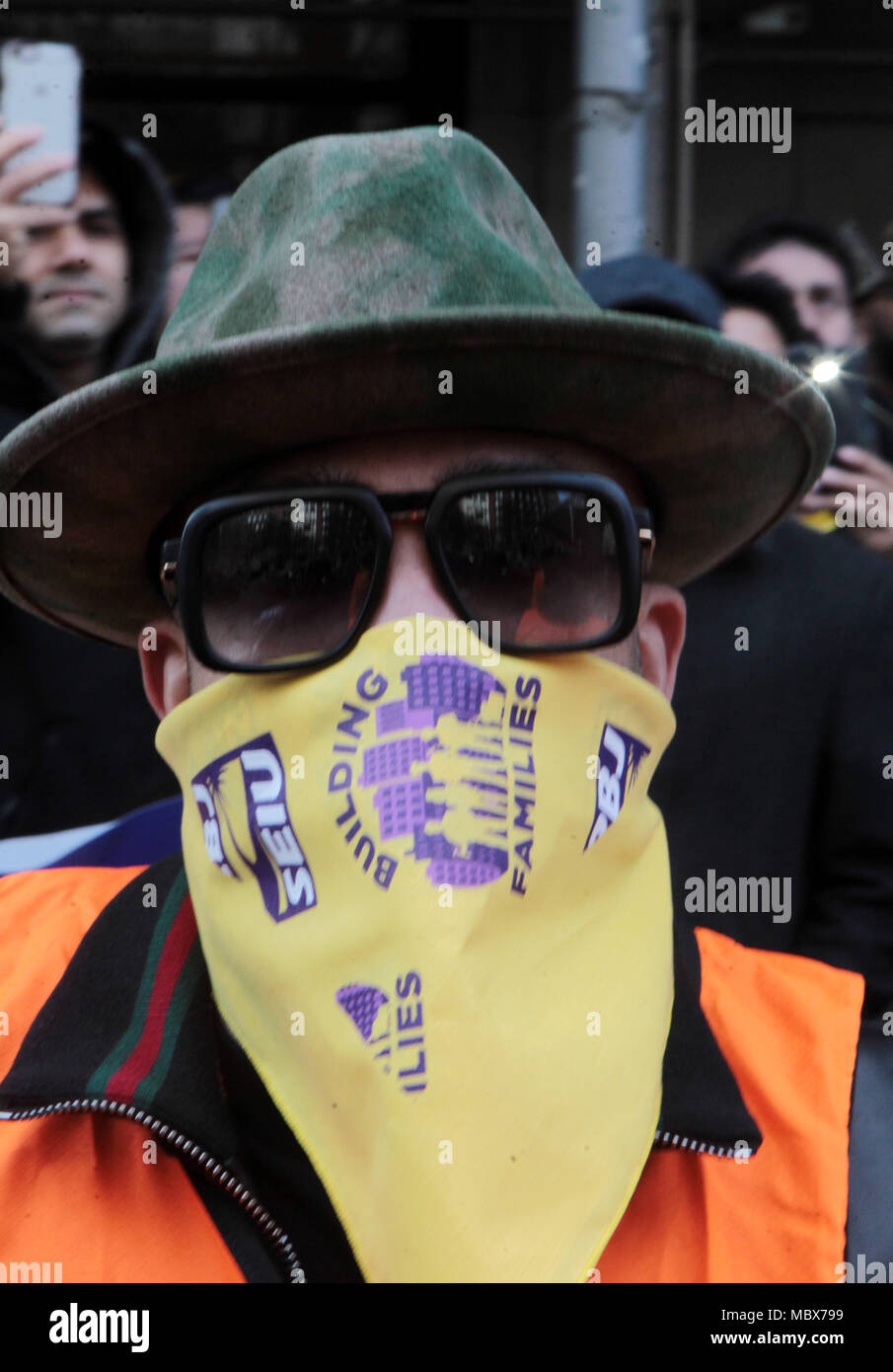 New York, New York, USA. 11th Apr, 2018. Union Members attend the 32BJ ...