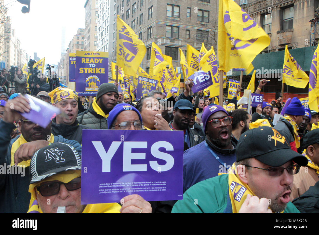 New York, New York, USA. 11th Apr, 2018. Union Members attend the 32BJ ...