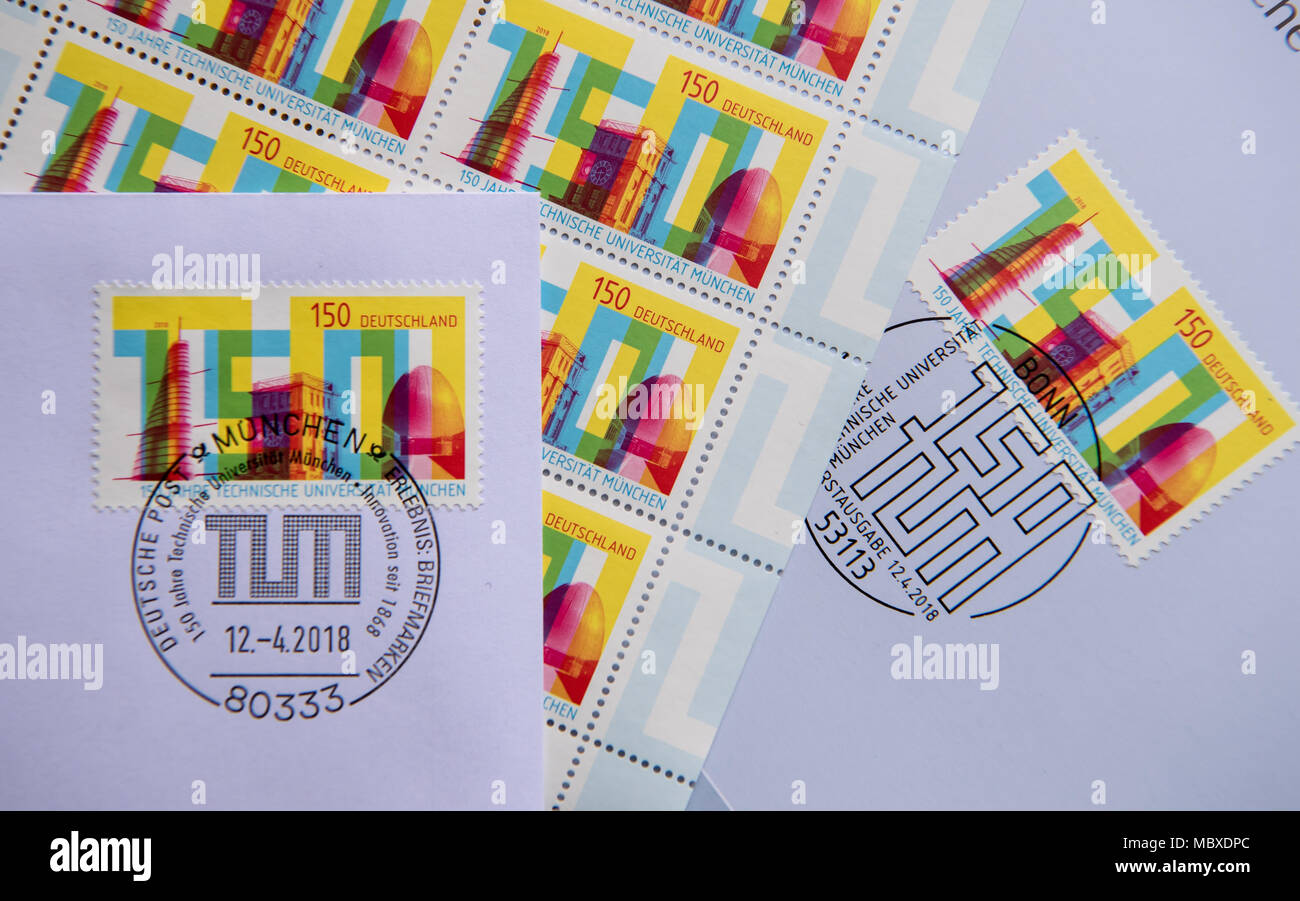 Munich, Germany. 12th April, 2018. A special postage stamp celebrating ...