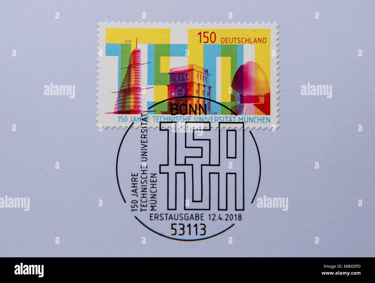 Munich, Germany. 12th April, 2018. A special postage stamp celebrating ...