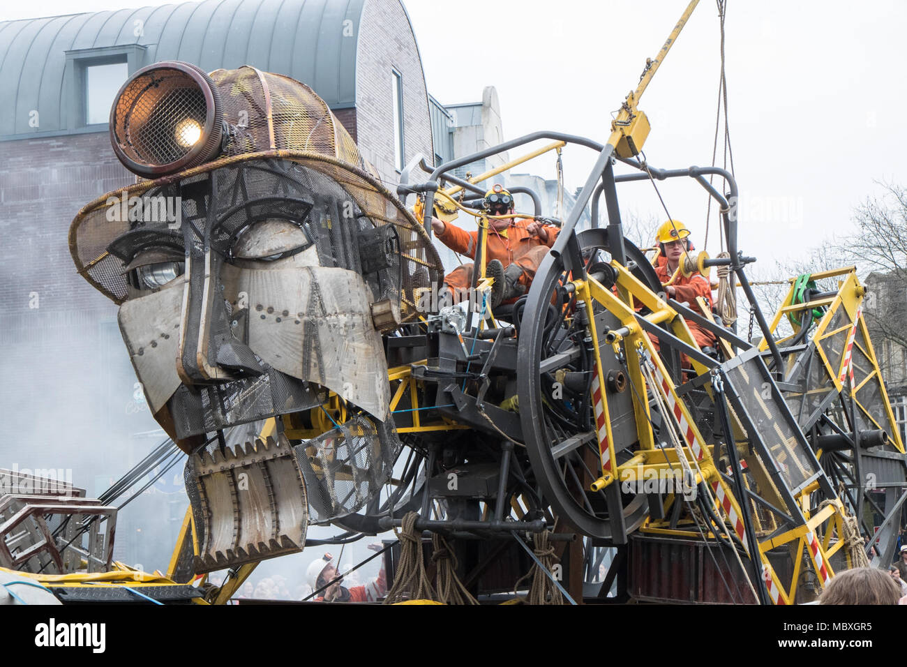 Swansea, Wales, UK. 12th Apr, 2018. "The Man Engine" procession in ...