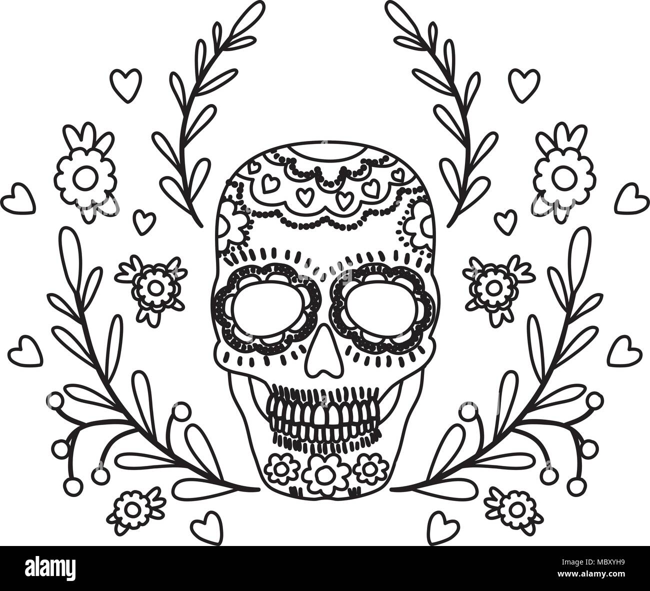 Day dead skull wreath Cut Out Stock Images & Pictures - Alamy