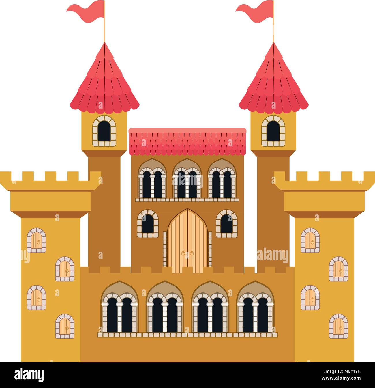 medieval castle with flags Stock Vector Image & Art - Alamy