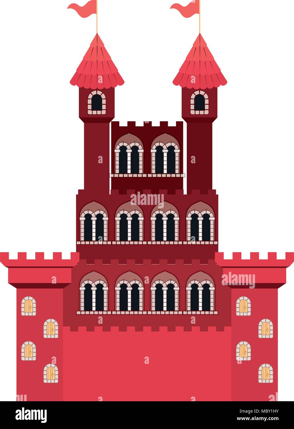 medieval castle with flags Stock Vector Image & Art - Alamy