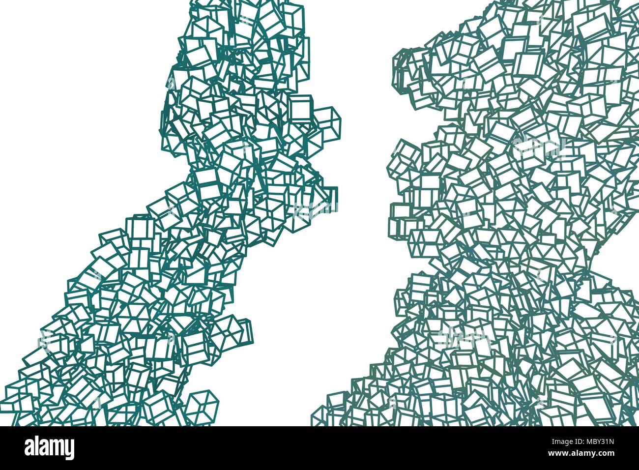 Color Abstract Square Rectangle Pattern Generative Art Background 3d Perspective View Vector