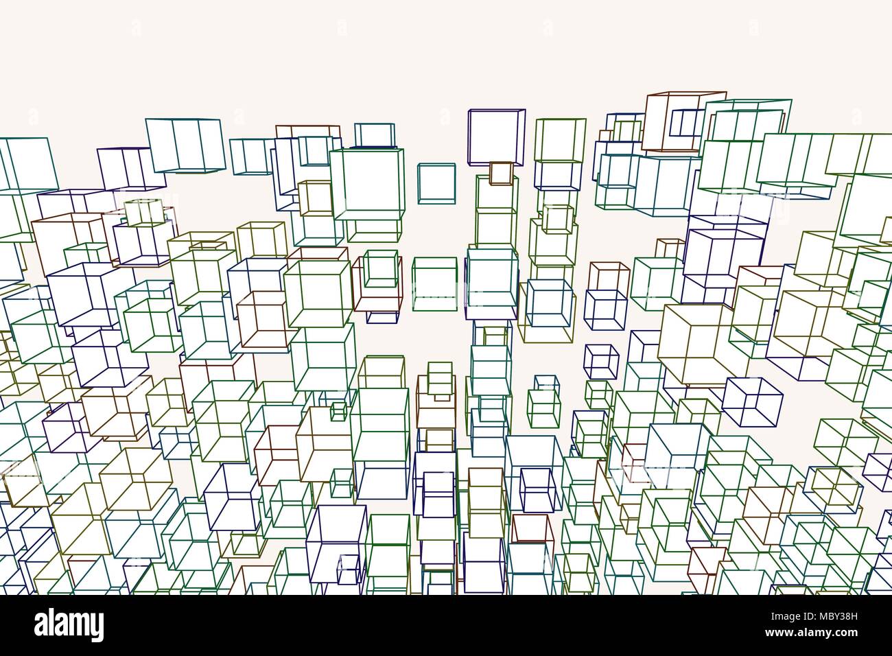 Conceptual background square, rectangle pattern for design. 3D perspective view. Vector ...