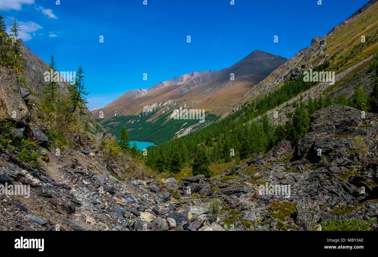 Mountain landscape. Mountain peaks in the republic of Altai Stock Photo ...