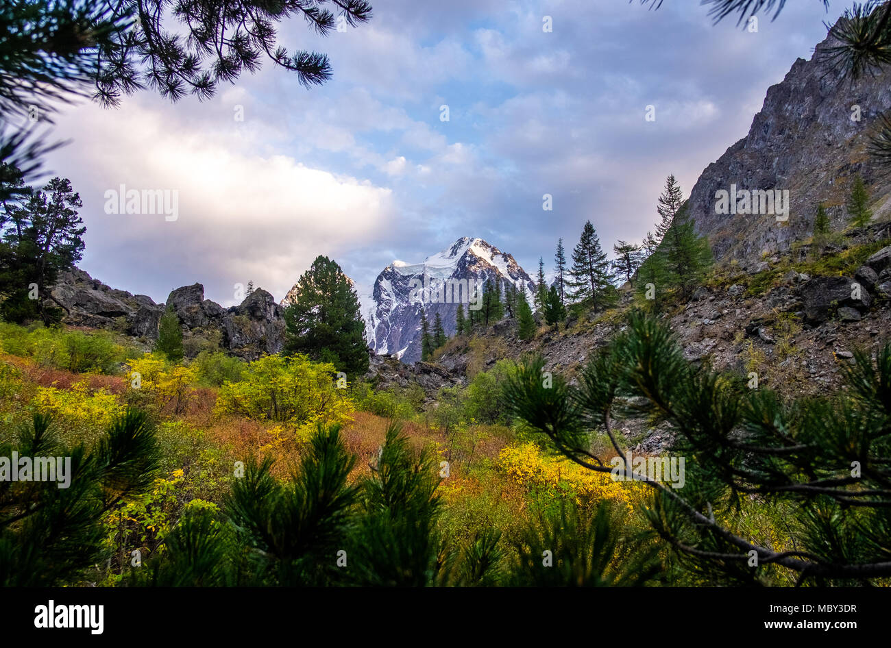 Mountain landscape. Mountain peaks in the republic of Altai Stock Photo ...