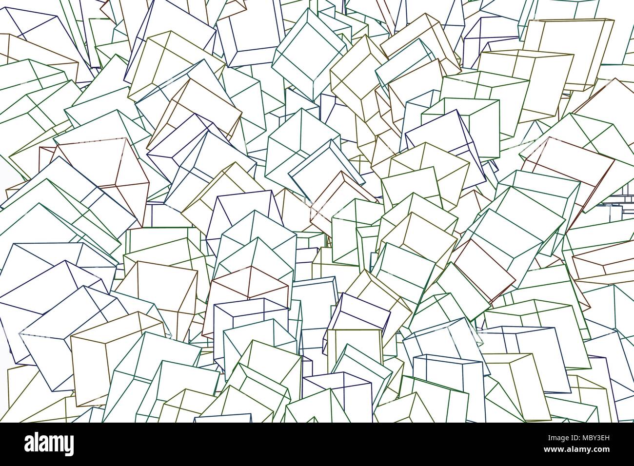 Color Abstract Square Rectangle Pattern Generative Art Background 3d Perspective View Vector