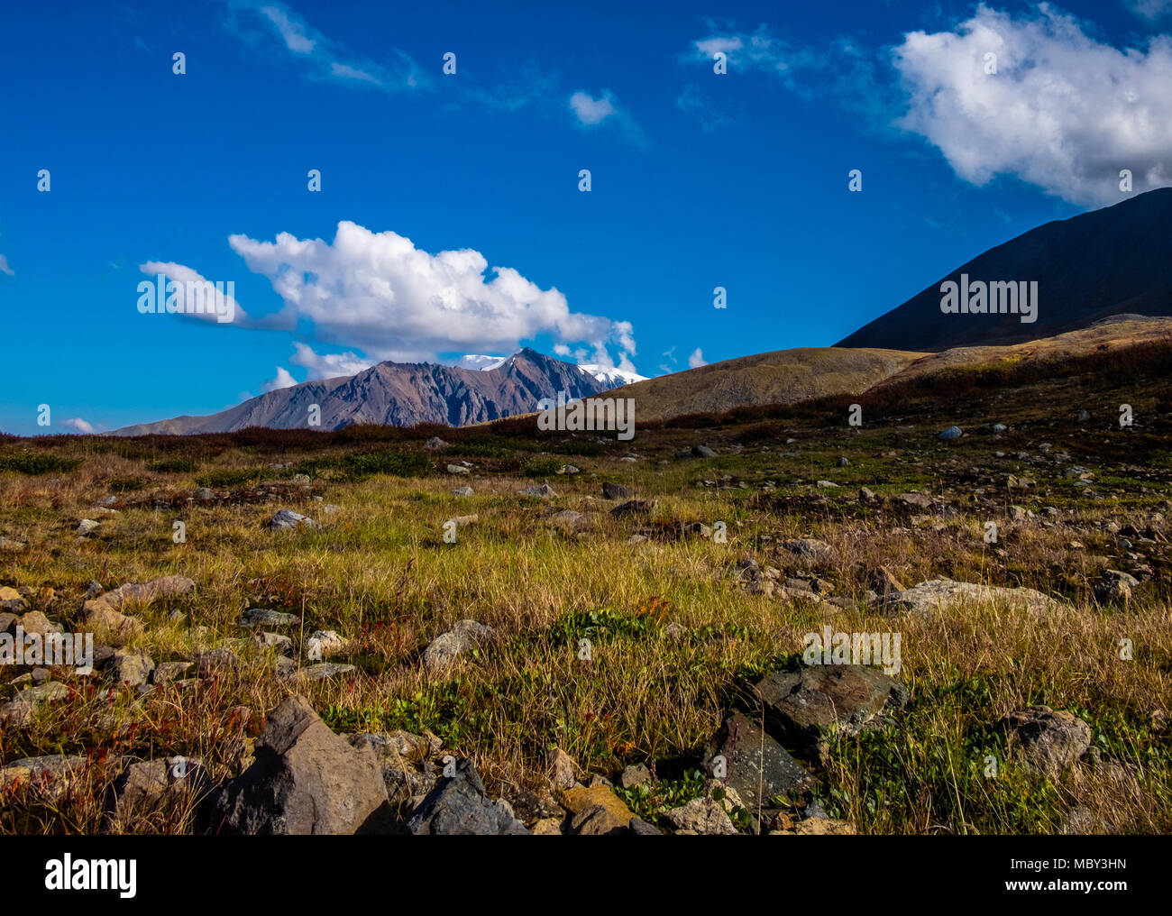 Mountain landscape. Mountain peaks in the republic of Altai Stock Photo ...